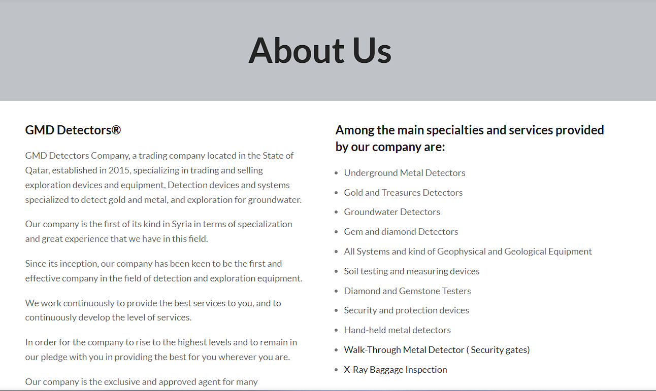 About Us - GMD Detectors Syria